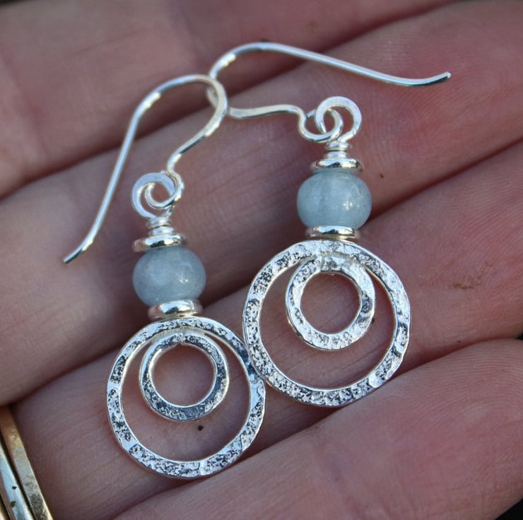 Silver and aquamarine Peacock earrings - Folksy