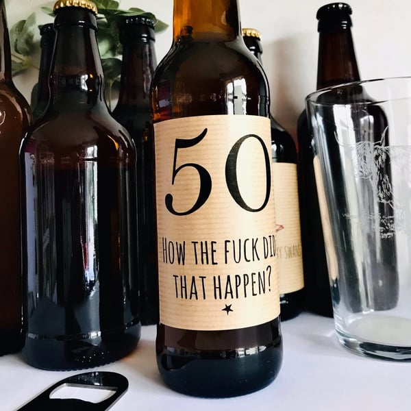 Personalised happy birthday beer label, birthda... - Folksy