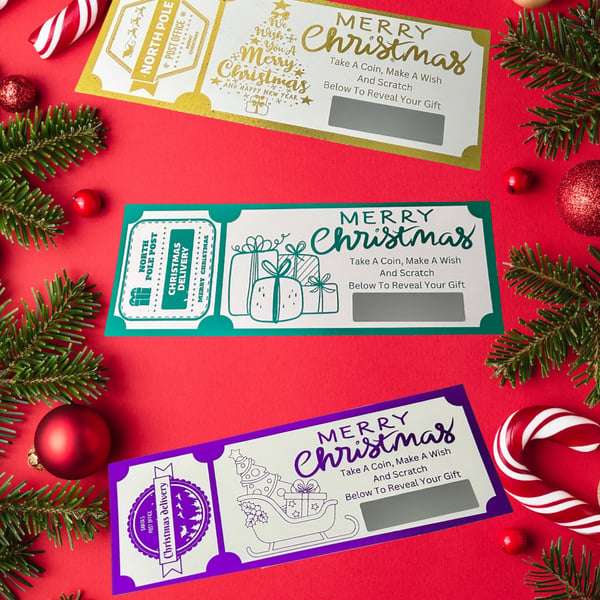 Christmas Gift Scratch cards, personalised with... - Folksy