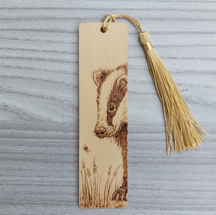 Badger unique wood bookmark. Gift for nature lo... - Folksy