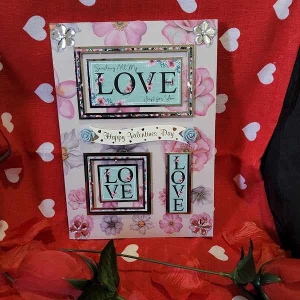 Valentines Greeting Card - Sending All My Love - Folksy