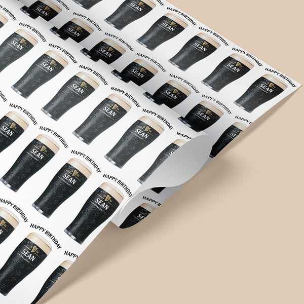 Personalised Pint of Irish Stout wrapping paper - Folksy