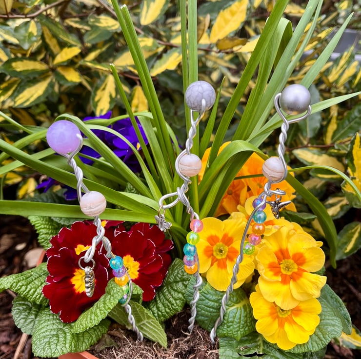 Set of 3 Plant Pot Stakes, Fairy Wand , Flower ... - Folksy