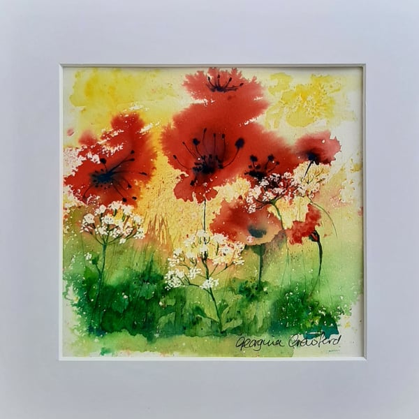 Original Watercolour Painting of Ragged Poppies... - Folksy
