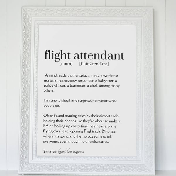 Flight Attendant Definition Print Cabin Crew Po... - Folksy