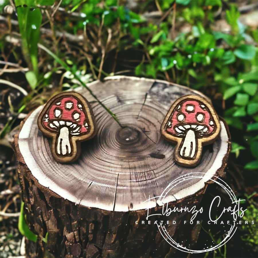 Cute toadstool mushroom stud earrings- handmade... - Folksy