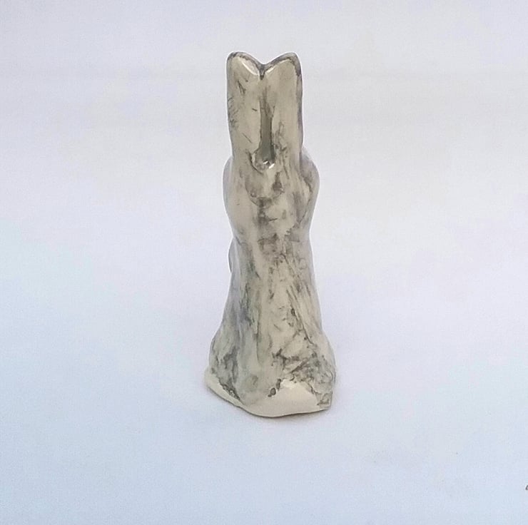 Handmade ceramic bunny rabbit ornament grey rab... - Folksy