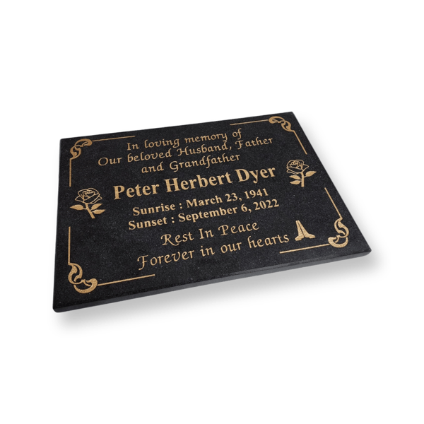 Engraved Black Granite Memorial Grave Plaque, F... - Folksy
