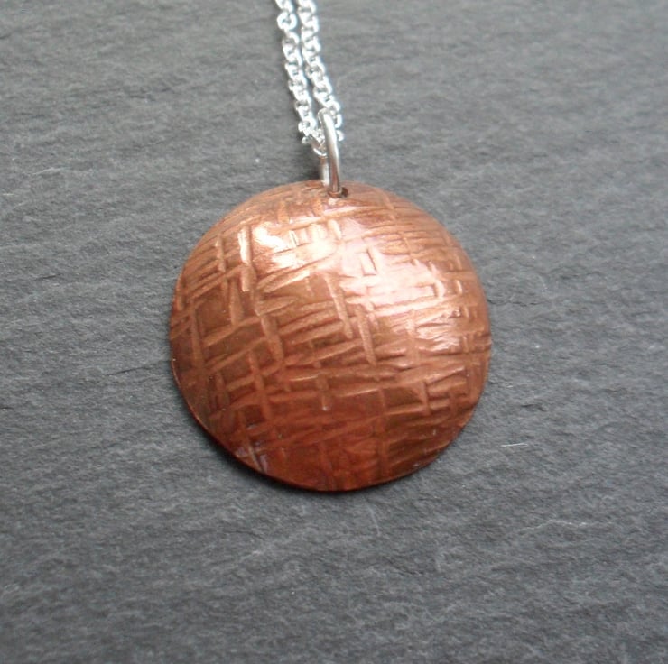 Vintage Style Copper Domed Disc Pendant With St... - Folksy