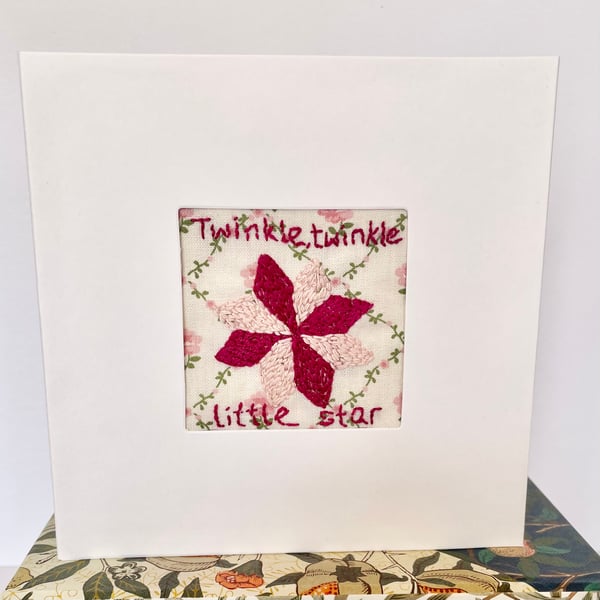 Blank card - hand embroidered ‘Twinkle twinkle ... - Folksy