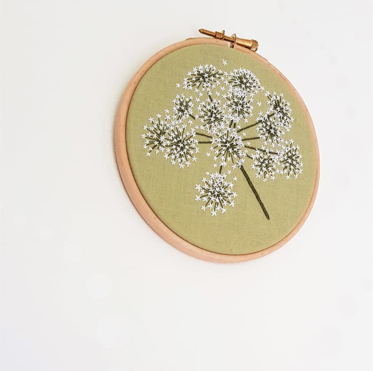 Hand stitched ground elder wildflower embroider... - Folksy