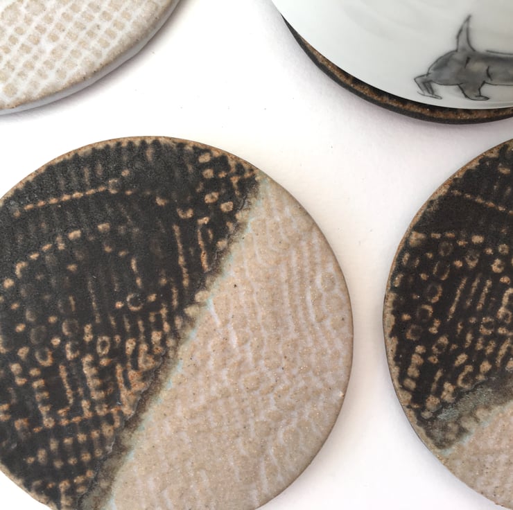 Bespoke ceramic coasters, tea pot stand, handma... - Folksy