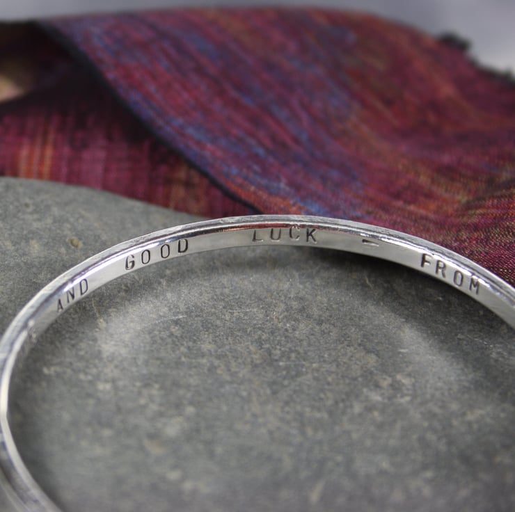 Personalised sterling silver charm bangle made ... - Folksy