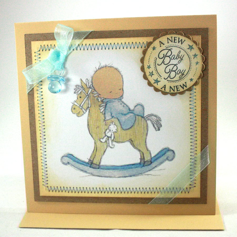 Handmade new baby boy card - Folksy