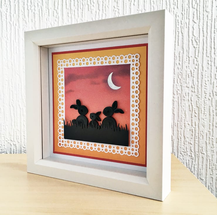 Quilled rabbits box frame - wall art - personal... - Folksy