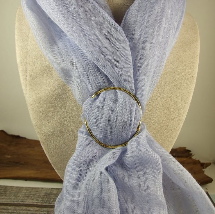 Hammered Brass Round Scarf Ring, Artisan Buckle... - Folksy