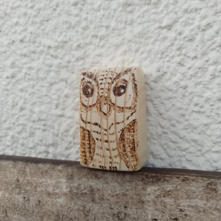 Pyrography owl ornament - Folksy
