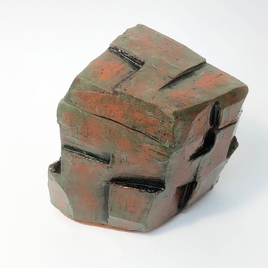 Terracotta kurinuki lidded pot - Folksy