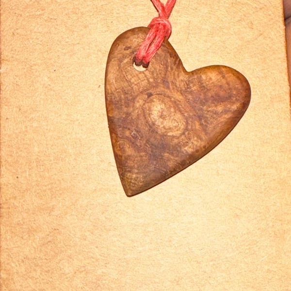 Heart pendant - burr wood - Folksy