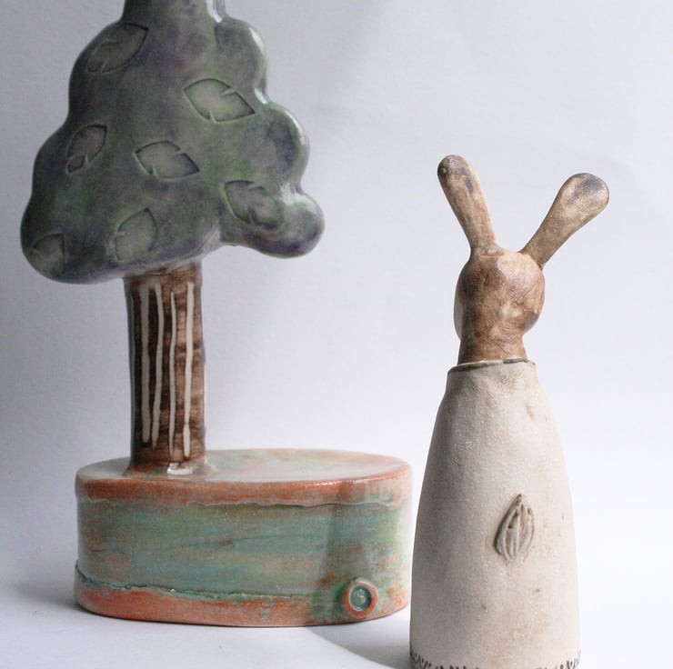 Quizzical Hare - brown hare sculpture rustic wo... - Folksy