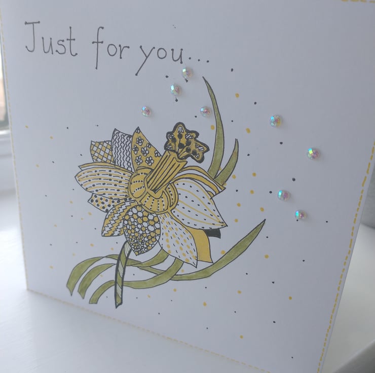 Daffodil birthday card - Folksy