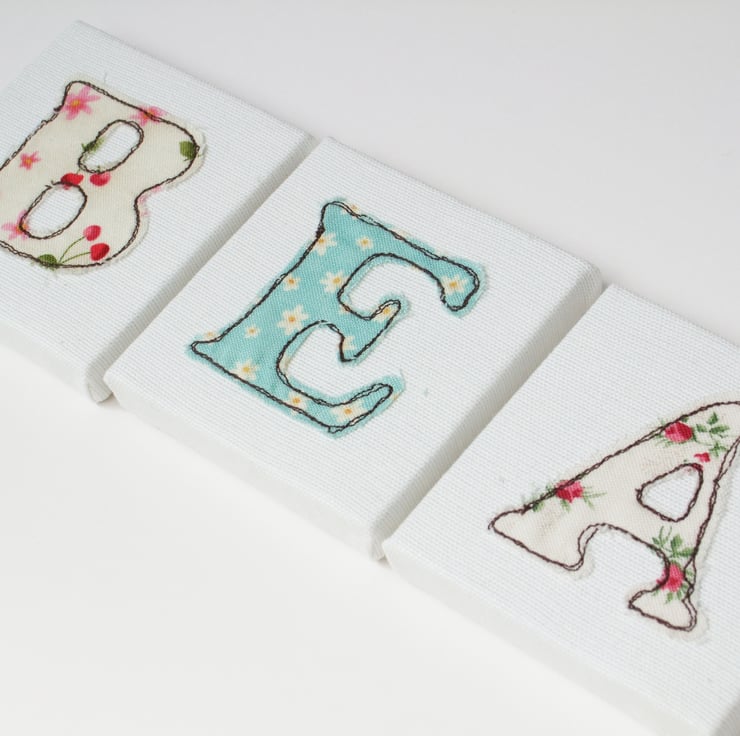 Childrens Name Letters - White - Mini Canvas Nu... - Folksy