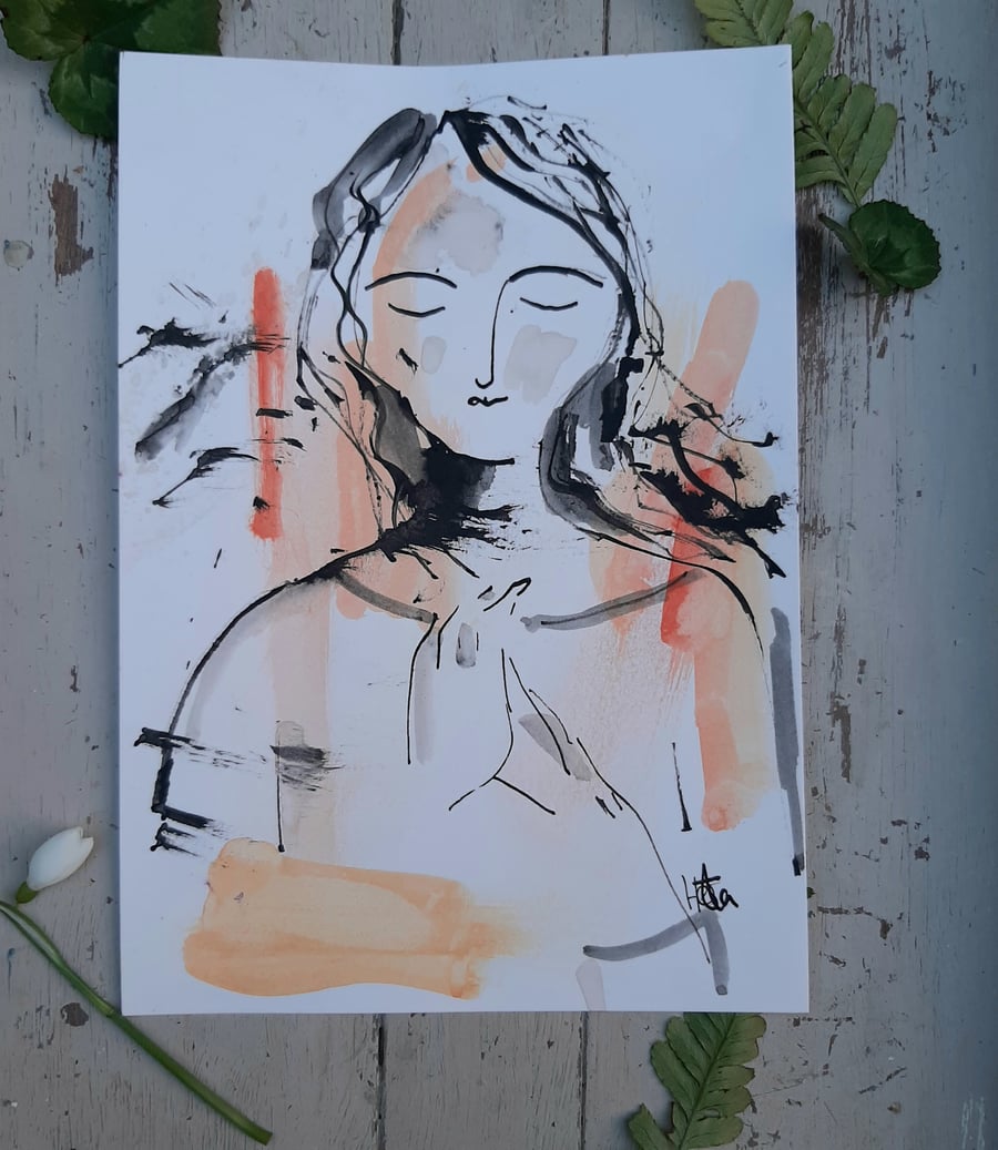 Original ink drawing - Folksy