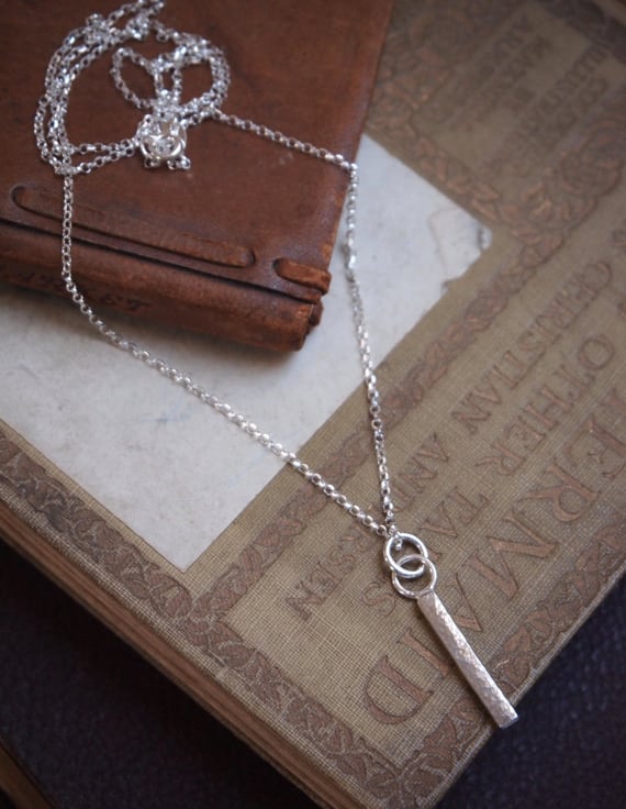 Silver Pendant - Solid silver rod necklace pend... - Folksy