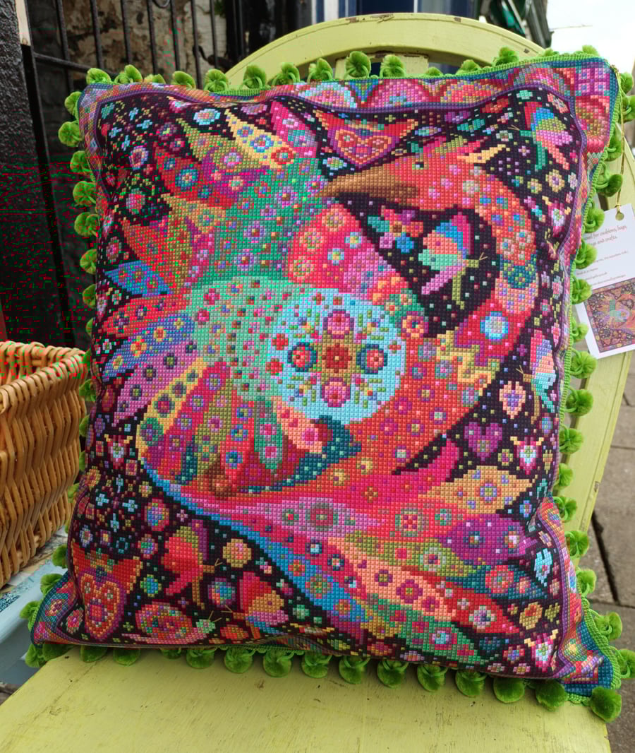 Mexican Bird Fiesta Velvet Cushion, Animal Fay... - Folksy