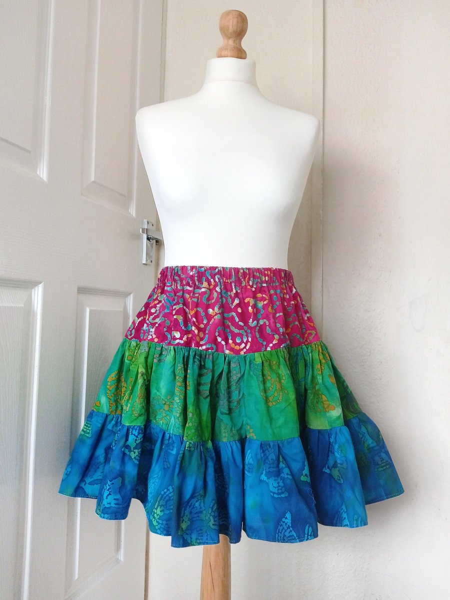 Ruffle skirt, knee length Boho skirt, rara skir... - Folksy