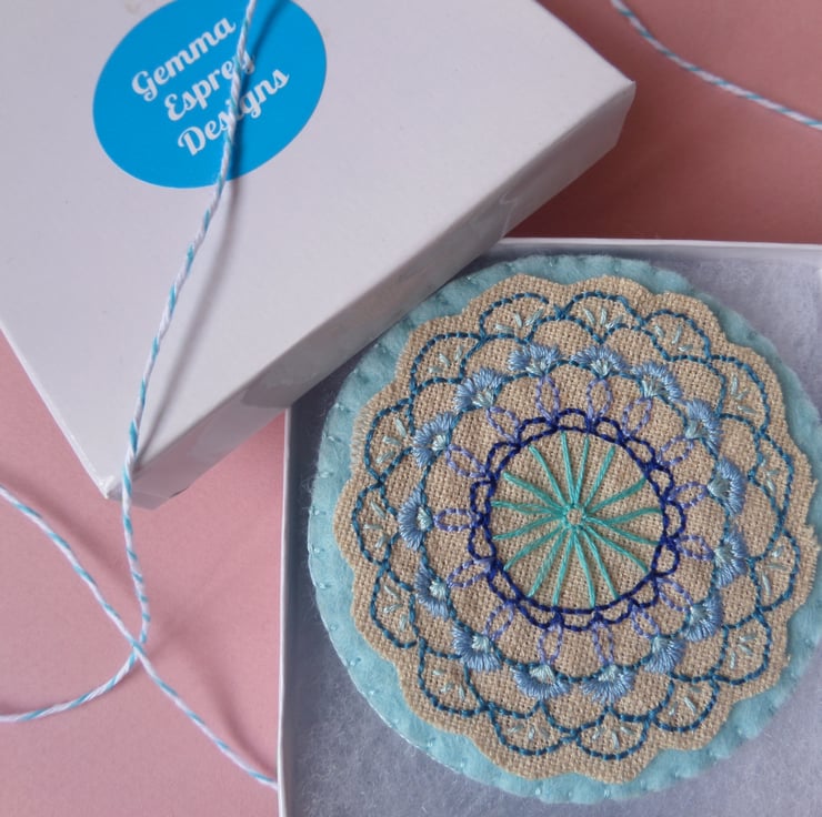 Hand-stitched Brooch - Doily Brooch - Ice - Folksy