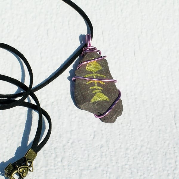 Organic Natural Slate Necklace - FREE UK Post - Folksy