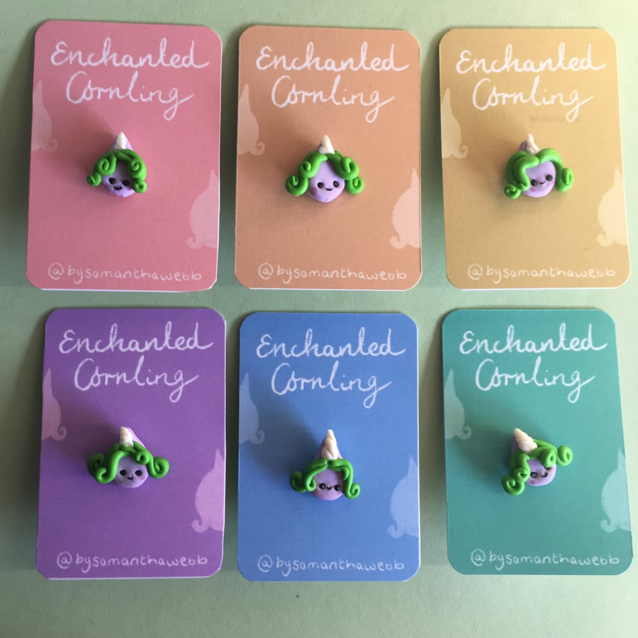 Cornlings polymer clay, handmade, pin badges wi... - Folksy