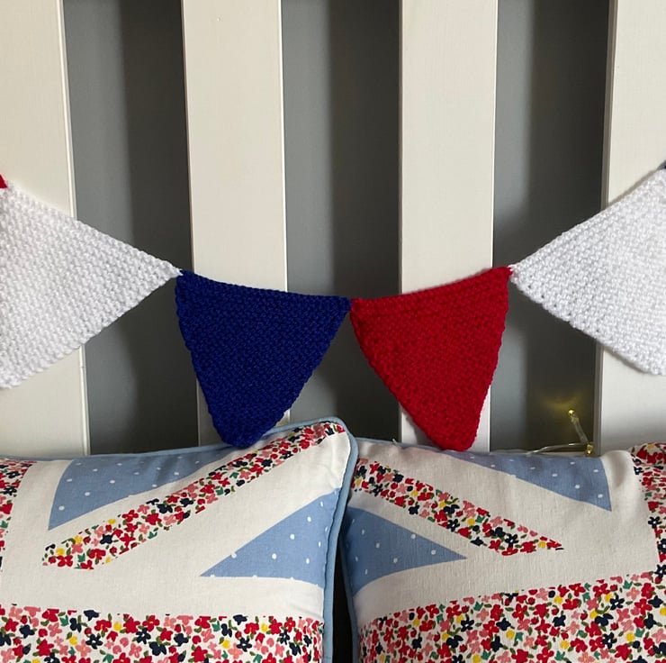 Knitted Bunting Red White Blue Flags Great Brit... - Folksy