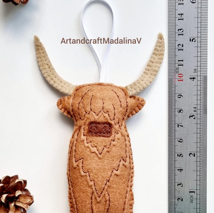 Personalised Highland Cow felt hanging decorati... - Folksy