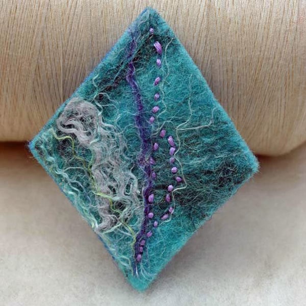 Felted turquoise wool brooch - Inspired by the... - Folksy