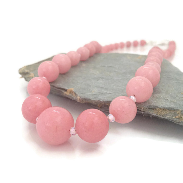 SALE - Light Pink Quartz Necklace - Folksy