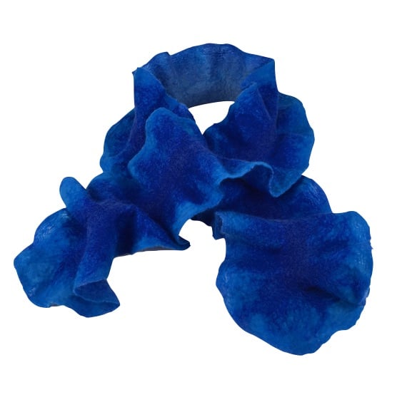 Seconds Sunday - Blue felted ruffle scarf, doub... - Folksy