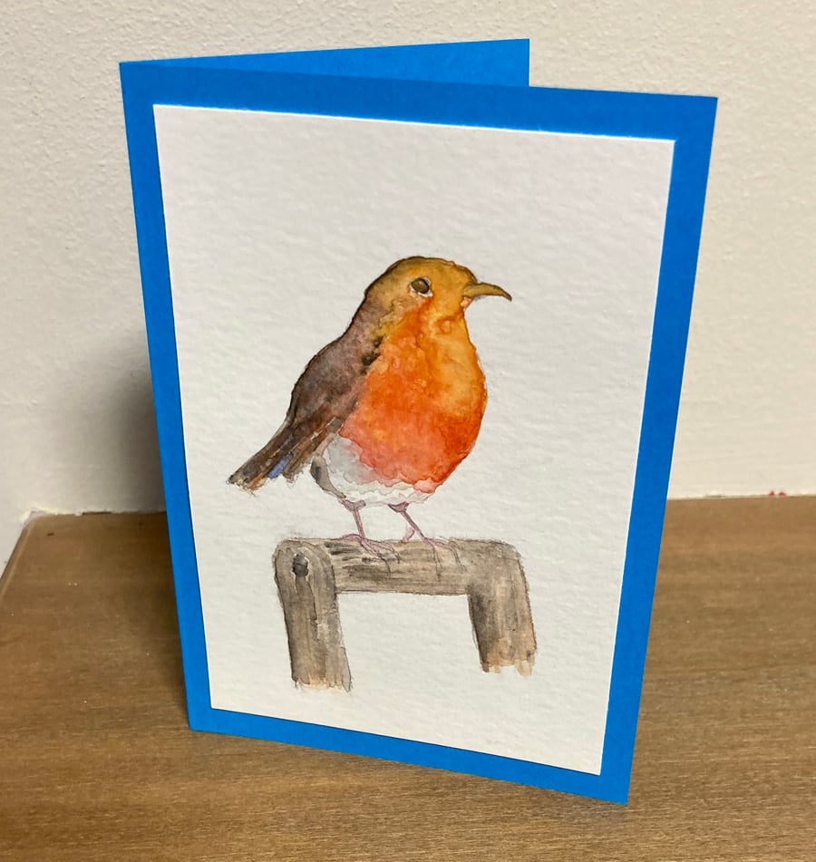 Hand-painted Robin Greetings card- blank inside... - Folksy