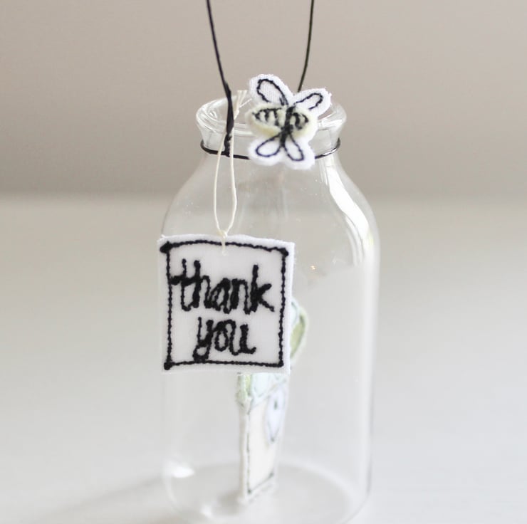 'Thank you Flowerpot' - Hanging Glass Jar - Folksy