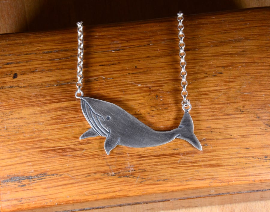 Sterling silver humpback whale pendant - Folksy