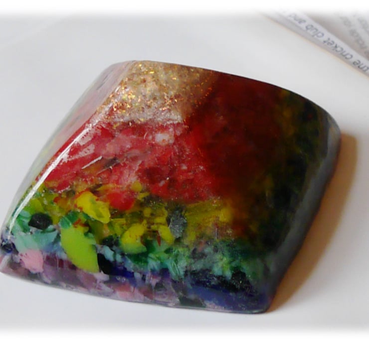 Glass Pyramid Paperweight Fused Rainbow Volcano - Folksy