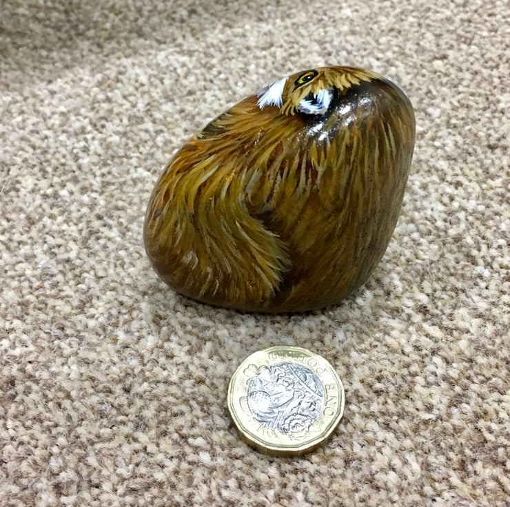 Fox hand painted pebble garden rock art wildlif... - Folksy