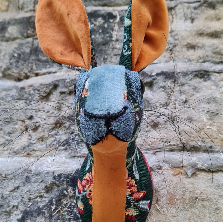 Faux hare head wall mount in beautiful bargewar... - Folksy