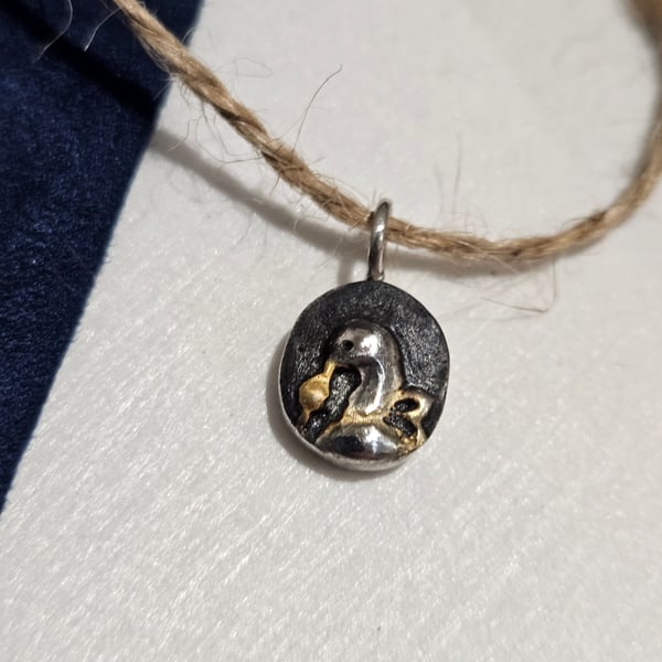 Sterling Silver Goose with Golden Bell and Bow ... - Folksy