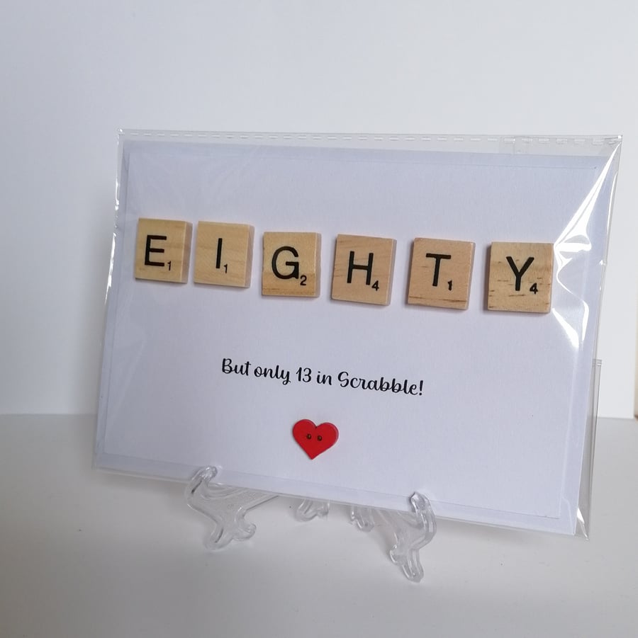80th Birthday scrabble greetings card - Folksy