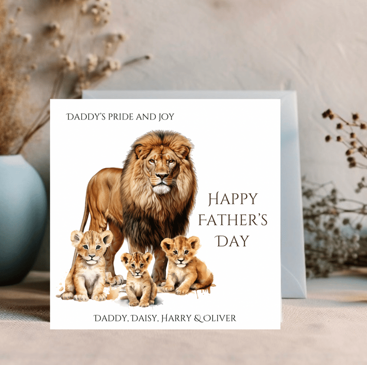 Fathers Day Card - personalised lion's pride ca... - Folksy