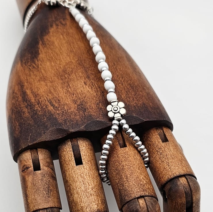 Adjustable bracelet with ring, hand chain, flow... - Folksy