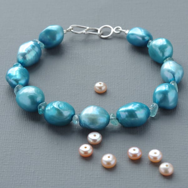 Turquoise Blue Freshwater Pearl & Aqua Bery... - Folksy
