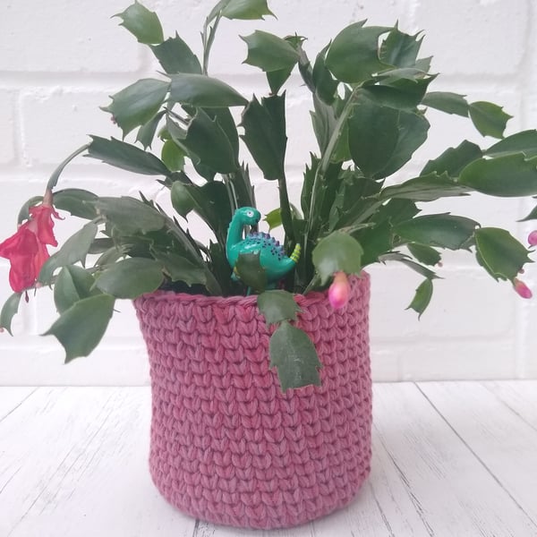 Two tone purple plant pot cover, small storage ... - Folksy